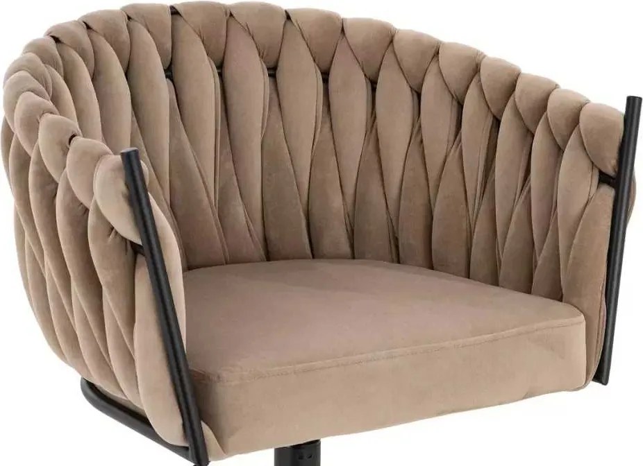LuxuryForm DESIGN Barová židle NORDEN VELUR na černé kulaté podstavě - latte