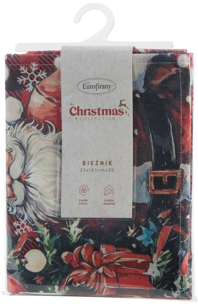 EUROFIRANY VÁNOČNÍ BĚHOUN NA STŮL SANTA CLAUS 33X183 CM VZOROVANÝ