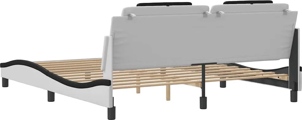 Rám postele Viana bez matrace bílý a černý 180 x 200 cm umělá kůže 3208116