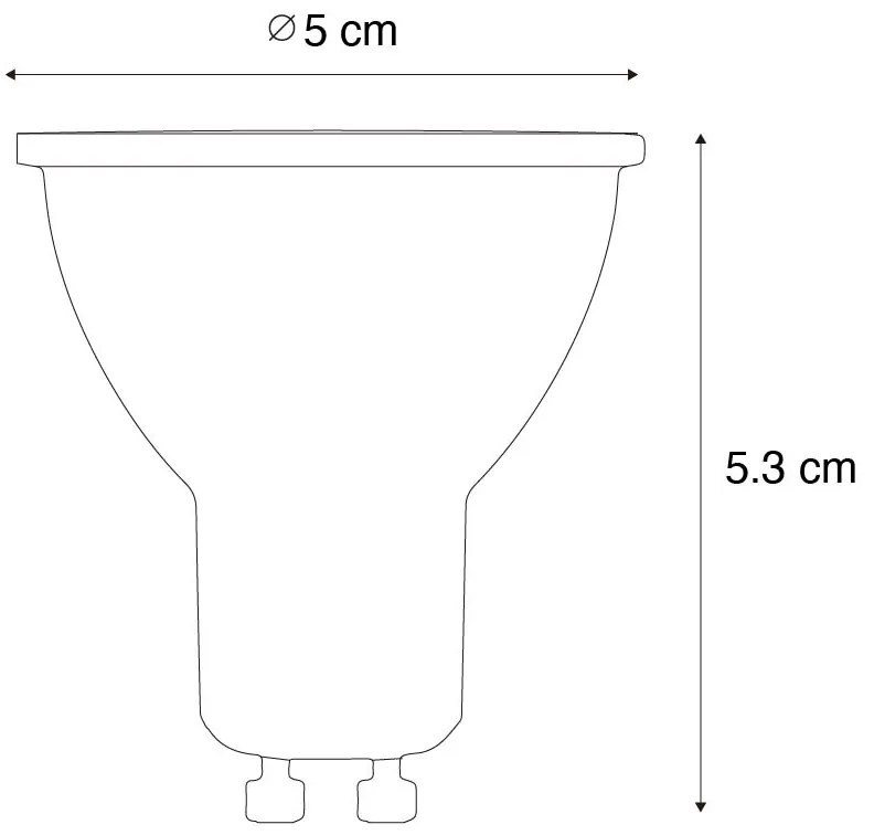 Sada 5 stmívatelných LED žárovek GU10 voštinových 50mm 6W 400 lm 3000K