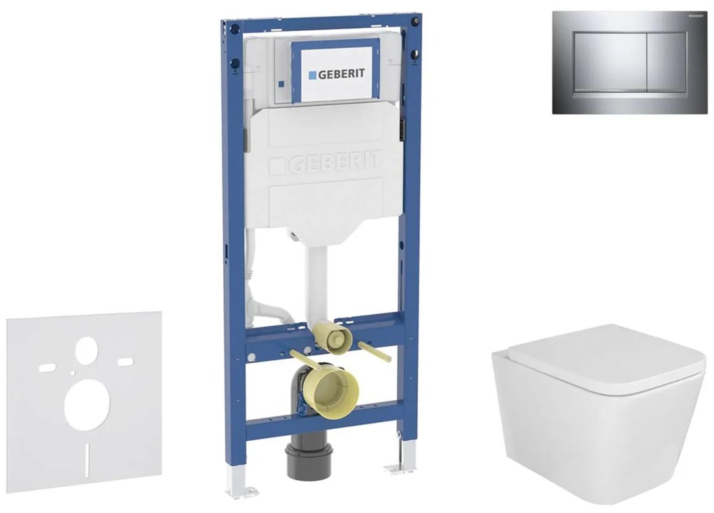 Geberit Duofix - Set předstěnové instalace, klozetu Arkas a sedátka softclose, tlačítko Sigma20, chrom SANI11CA1112B