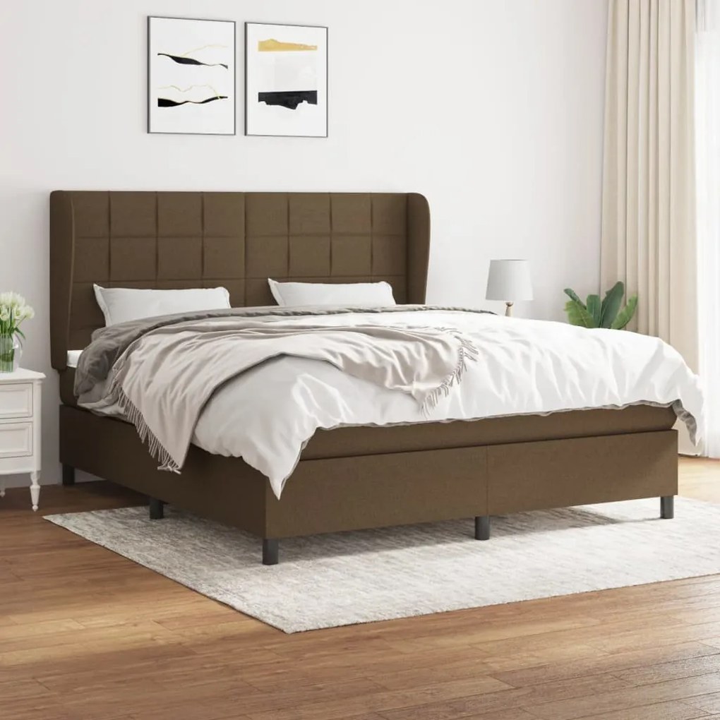 Box spring postel s matrací tmavě hnědá 160x200 cm textil 3127976