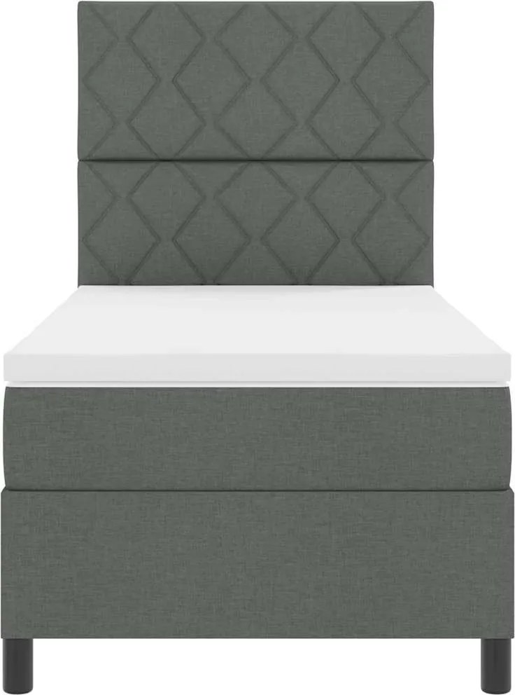 Postel s boxspringem s čelo Tmavě šedá 90 x 190 cm textil 3339428