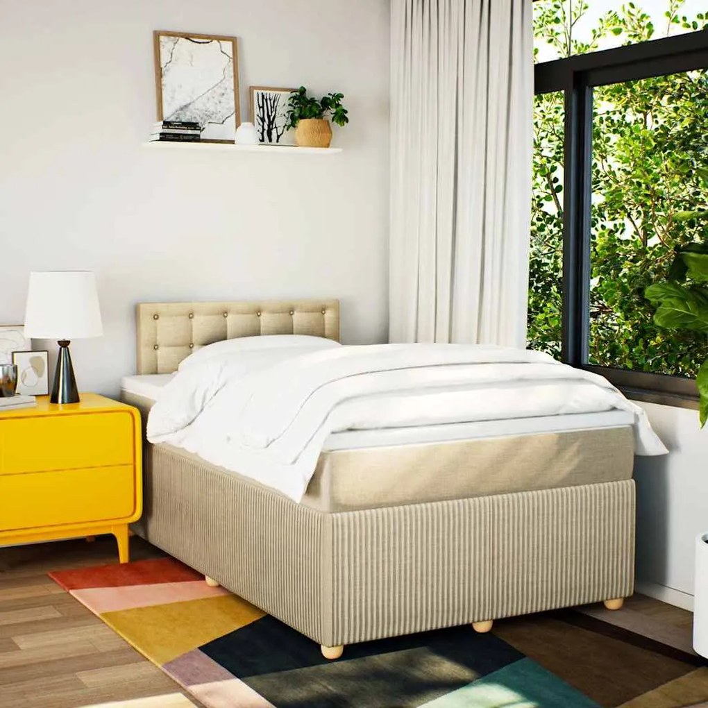 Box spring postel s matrací krémová 120x200 cm textil 3287442
