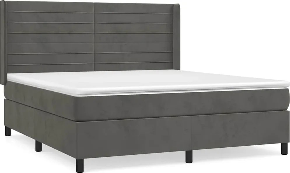 Box spring postel s matrací tmavě šedá 180x200 cm samet 3132754