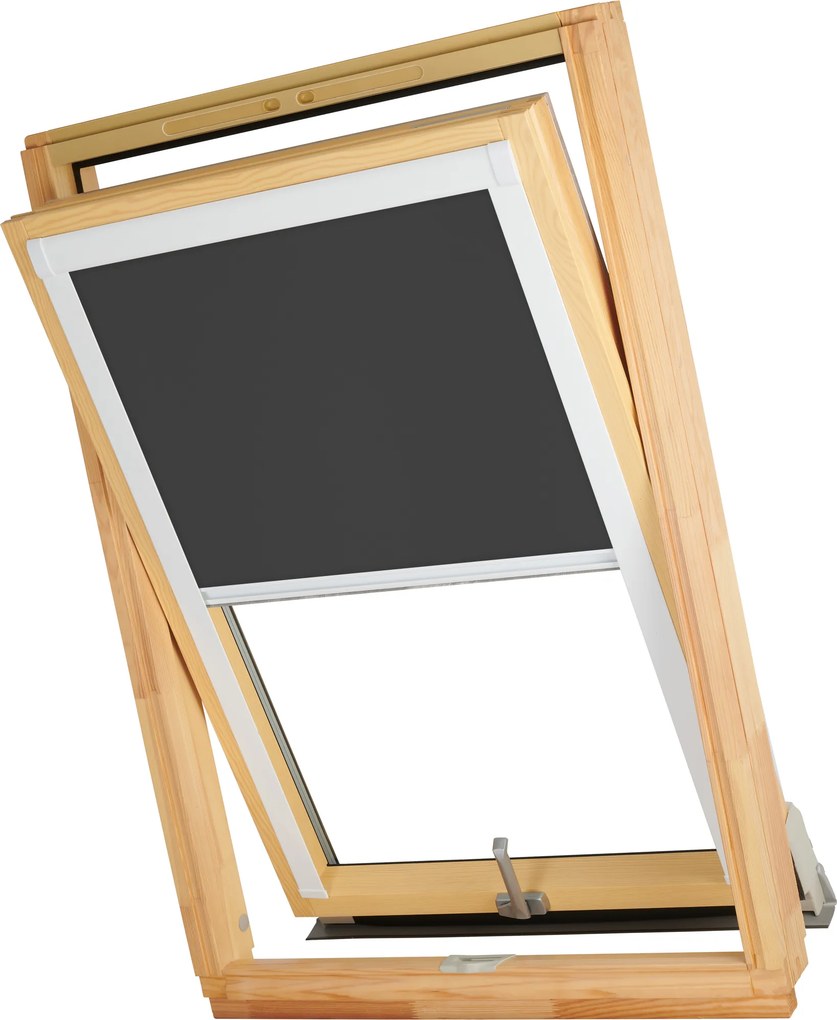 Dekodum Termoizolační roleta na střešní okno typu FAKRO 55x98 Barva látky: Black Silver, Barva profilu: Borovice