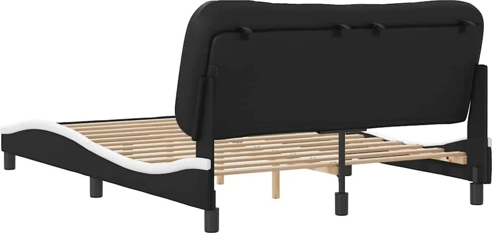 Rám postele bez matrace Hvar černý a bílý 120 x 200 cm umělá kůže 3207993