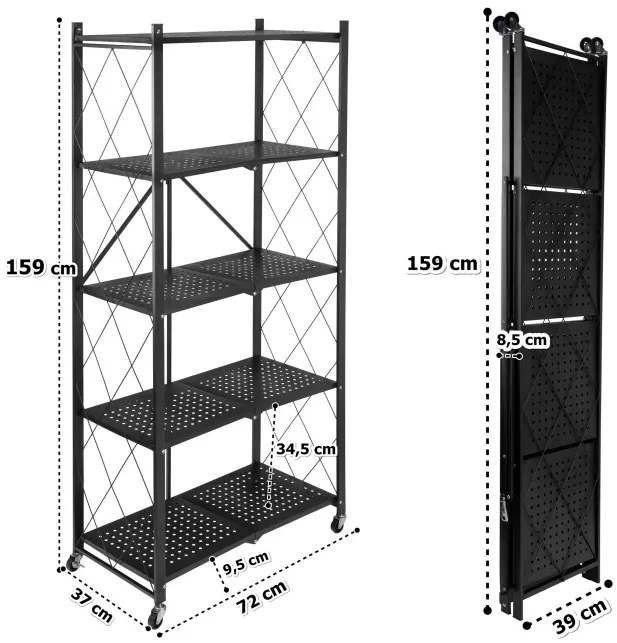 Pojízdný regál GESTEL 5 polic černý