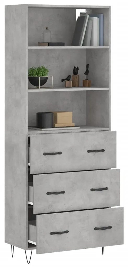 Skříň highboard betonově šedá 69,5x34x180 cm kompozitní dřevo,  3189377