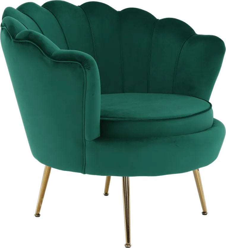 Křeslo ve stylu Art-deco, smaragdová Velvet látka / gold chrom-zlatý, NOBLIN