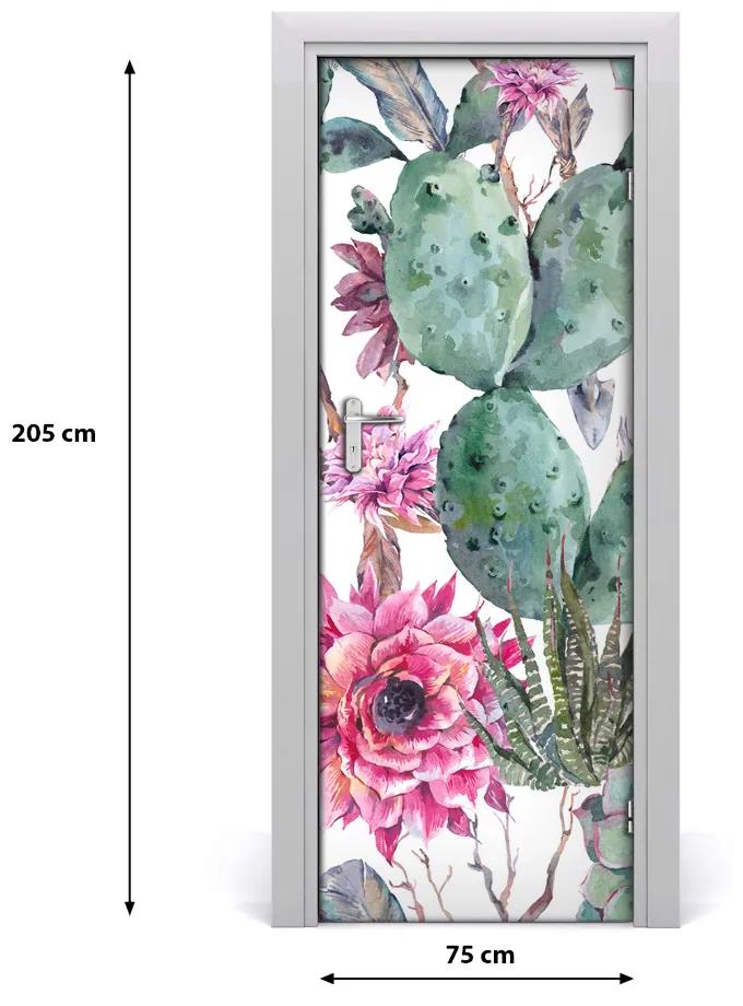 Samolepící fototapeta na dveře Kaktusy 75x205 cm
