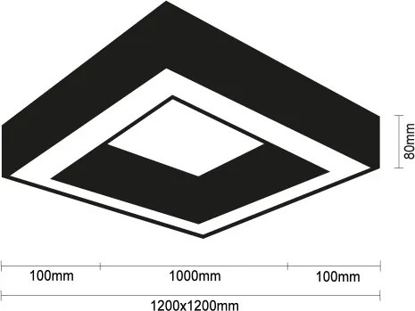 LED Stropní svítidlo LED/150W/230V 3000/4000/6500K 120x120 cm černá