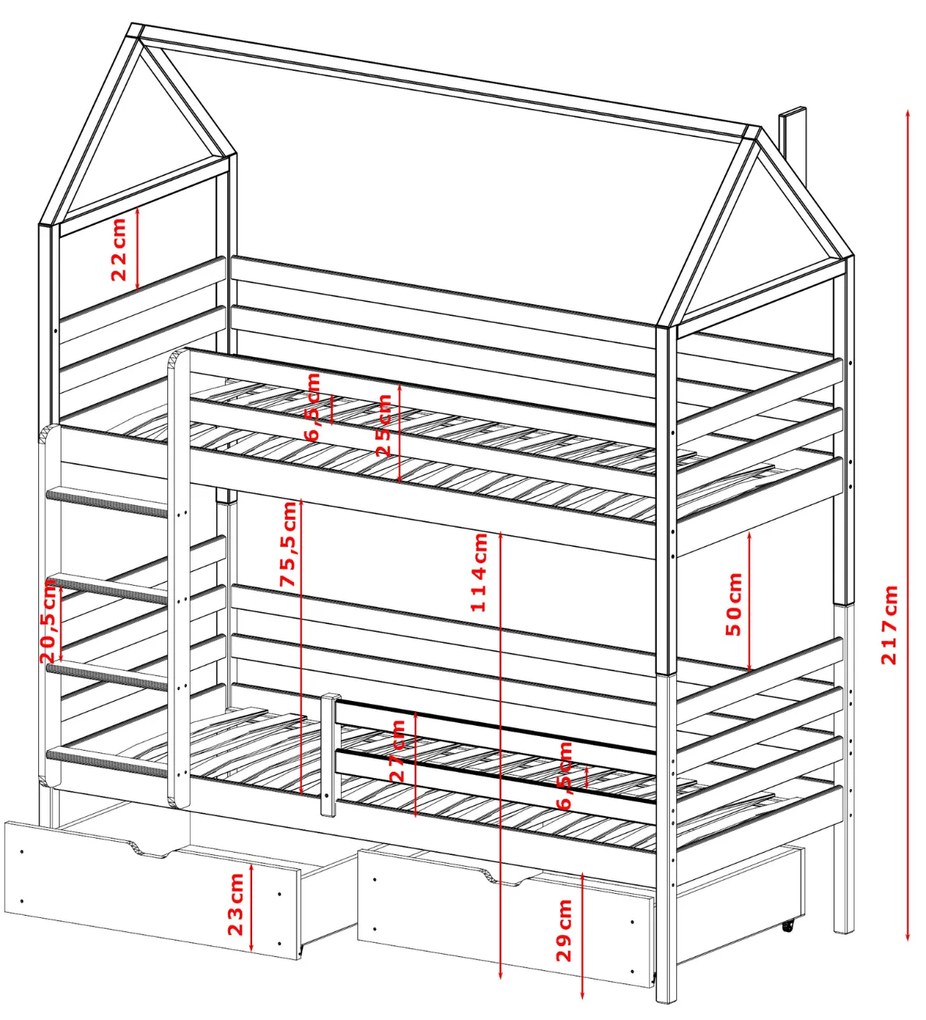 Legno Dětská patrová postel Alík grafit Rozměr (cm): 90x190