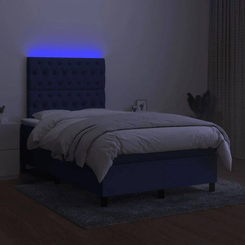 Box spring postel s matrací a LED modrá 120x190 cm textil 3270224