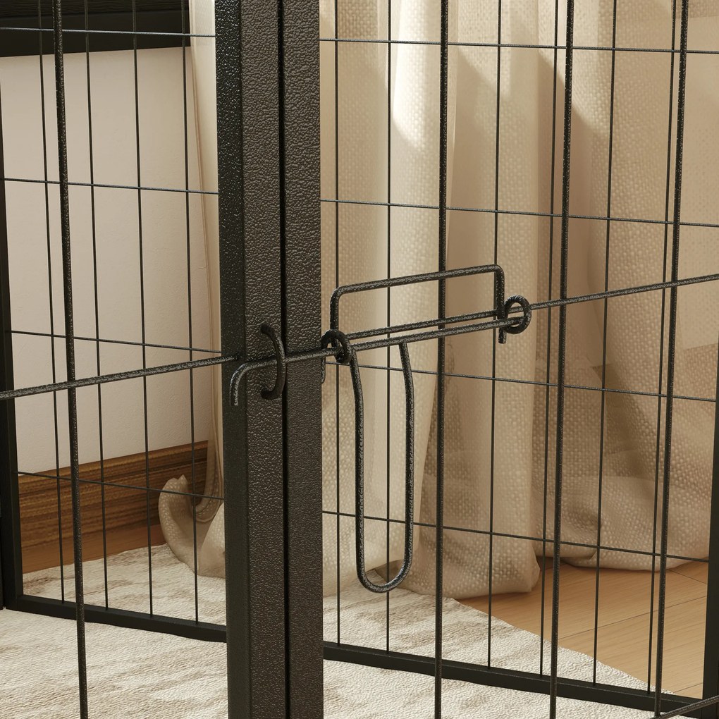 PawHut Cvičební výběh pro štěňata 100 cm vysoký, 6dílný psí výběh DIY s dveřmi, volně se pohybující voliéry pro malé, střední a velké psy, ocel, šedá
