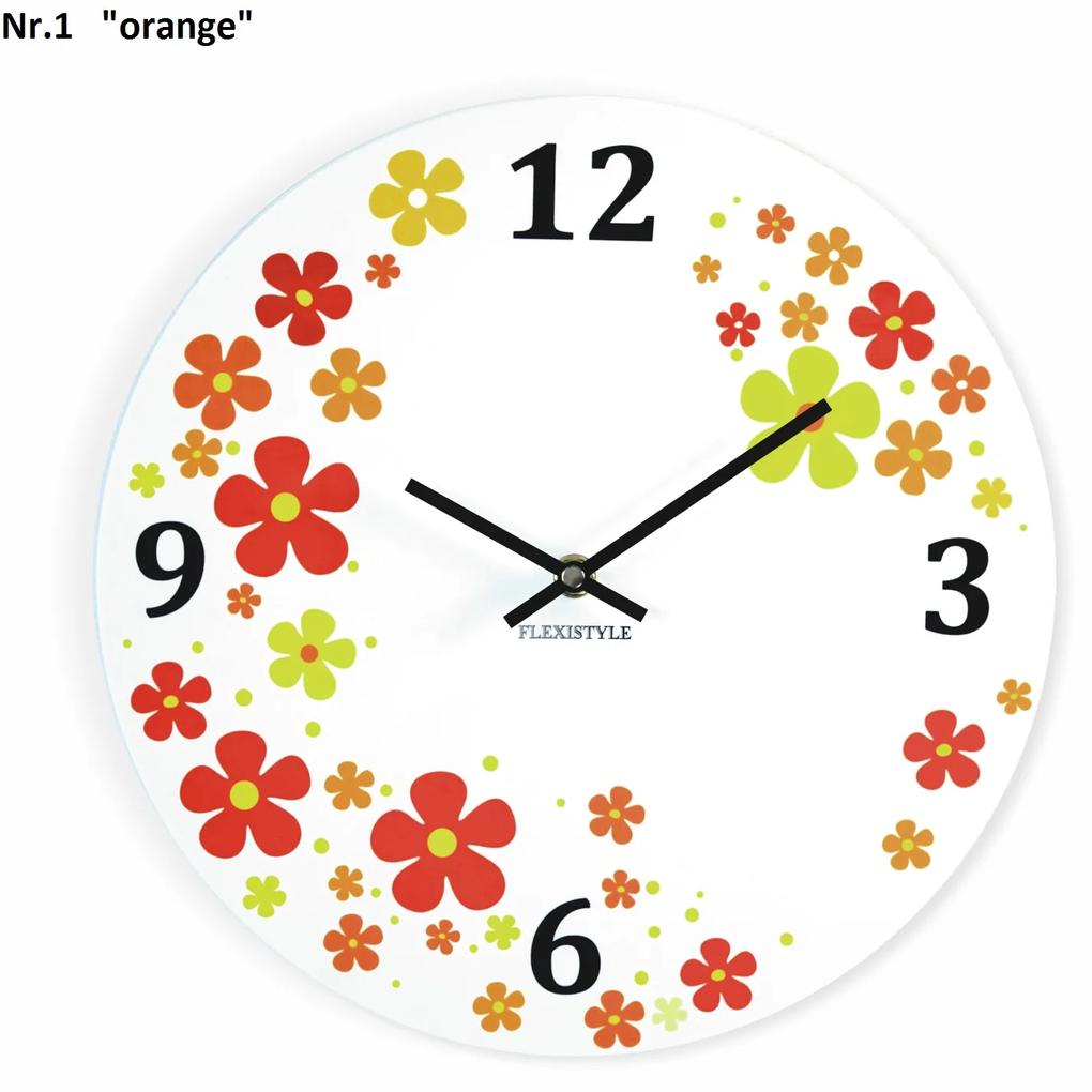 Kulaté hodiny s motivem jarních květů
