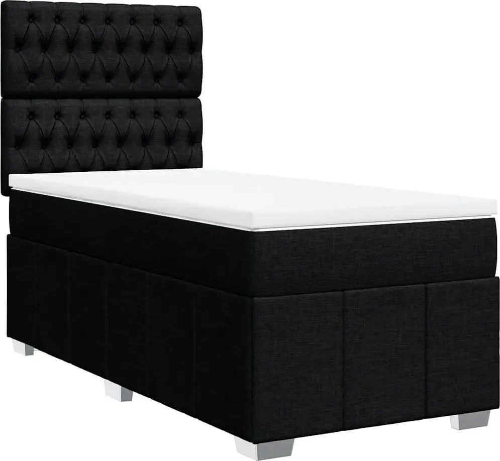 Box spring postel s matrací černá 100 x 200 cm textil 3293888