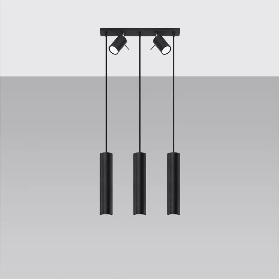 Černé kovové závěsné svítidlo Etna – Sollux