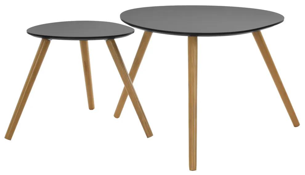 Kulatý kávový stolek na třech nohách, stolek na kávu, stolek do obývacího pokoje, černý stolek, dřevěný stolek