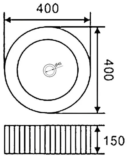 BPS-koupelny Keramické umyvadlo na desku HYD-NI-BL-400 ⌀ 40 cm, černé lesklé