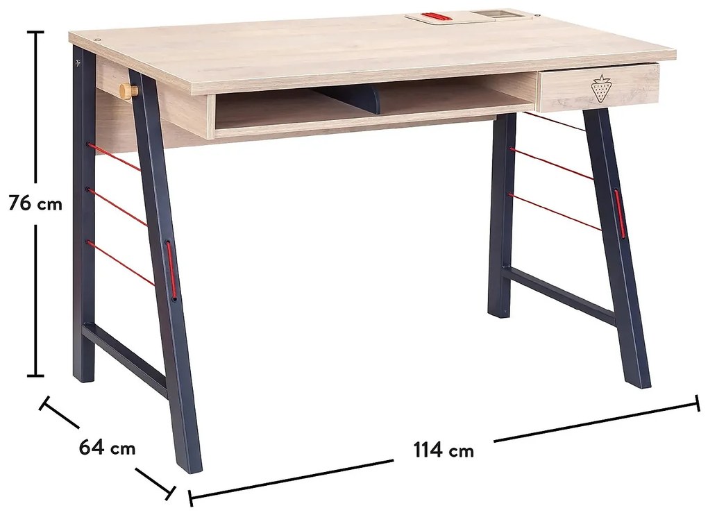Malý studentský stůl Lincoln - dub/tmavě modrá