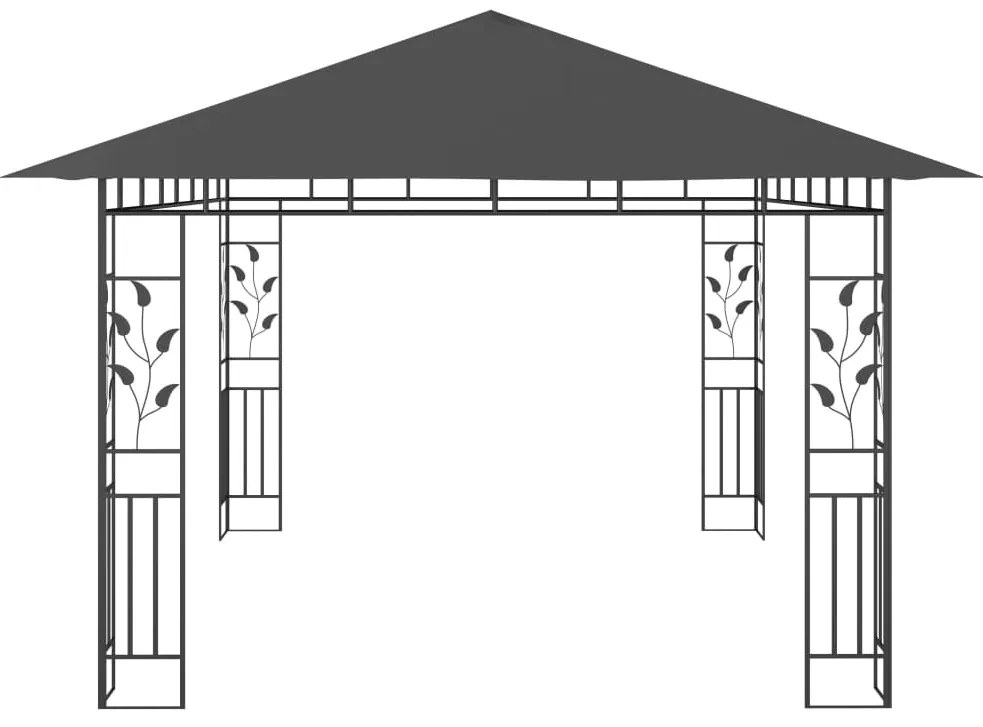 vidaXL Marketos Altán s moskytiérou a světelné LED řetězy 4x3x2,73m antracitový