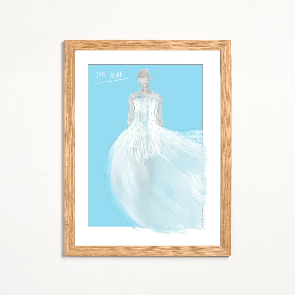 Josefina Bakošová | Šaty Mrak Rám: Bílý, Velikost: 40 x 30 cm