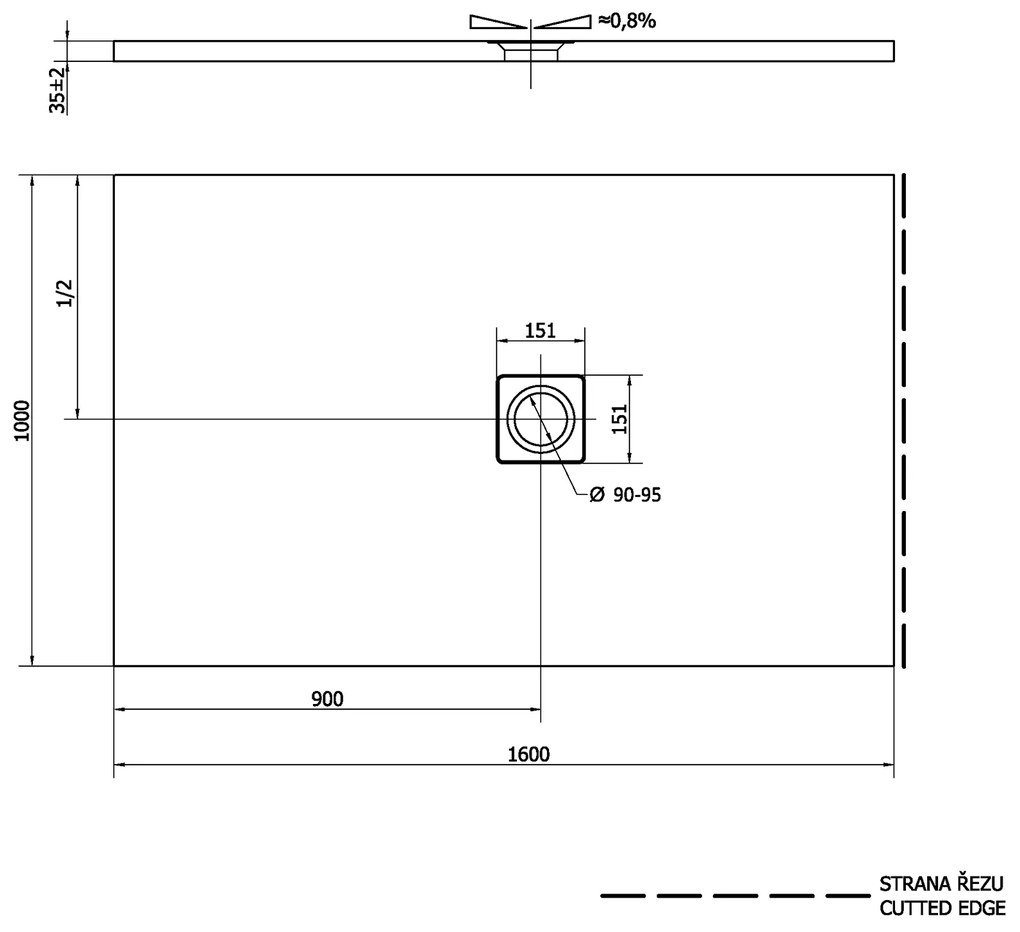 Polysan FLEXIA vanička z litého mramoru, 160x100x3,5cm, 72920