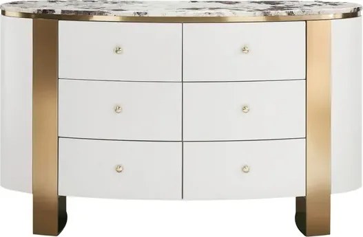 Komoda Stilig ST920 140 cm bílá/zlatá/mramor