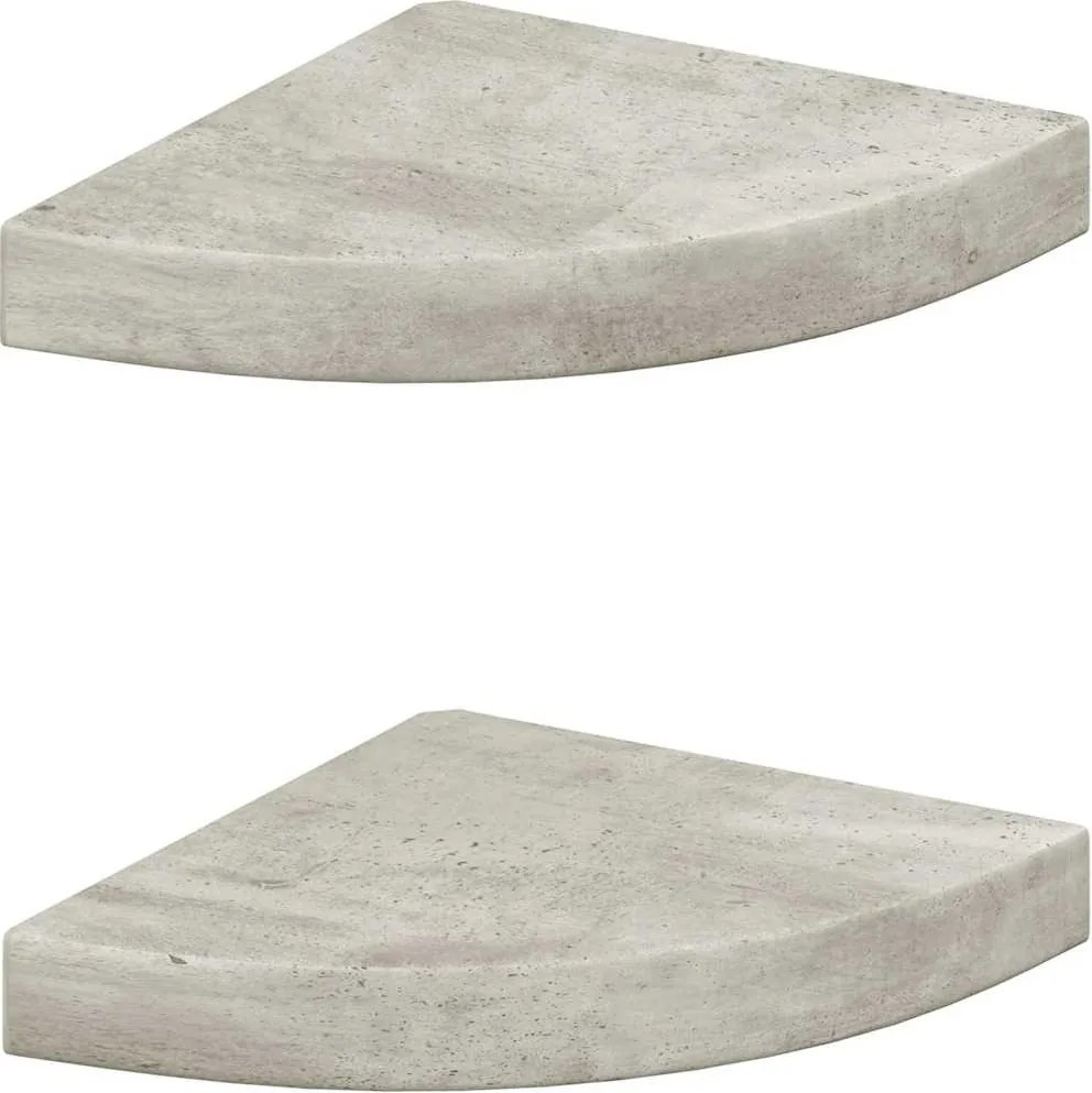 Nástěnné rohové police 2 ks betonově šedé 25 x 25 x 3,8 cm MDF 326634