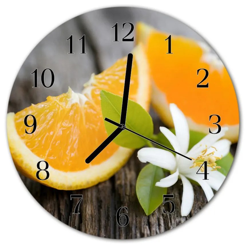 Skleněné hodiny kulaté citrón fi 30 cm