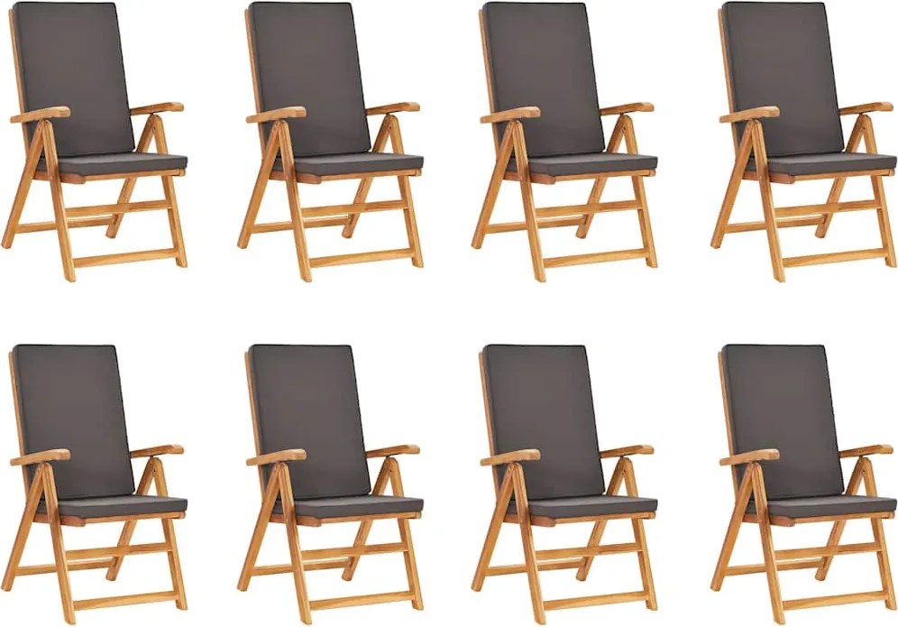 9dílný zahradní jídelní set s poduškami masivní teak šedý 3059568