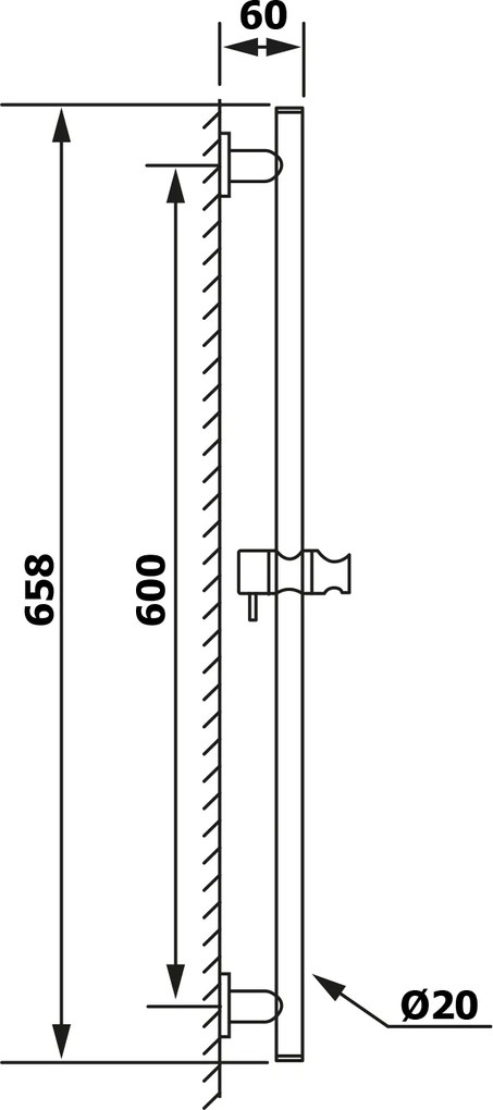 Sapho Daniela 1202-06 posuvný držák sprchy 600 mm chrom