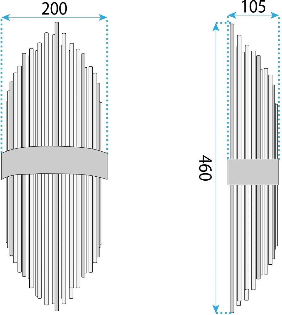 Toolight Toolight, nástěnné svítidlo 2xE14, APP1760-1W, černá-šedá, OSW-04052