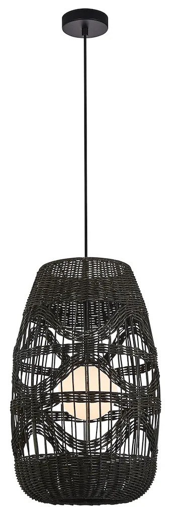 Závěsné svítidlo Arona, 1x černé ratanové stínítko, (fi 25cm), b