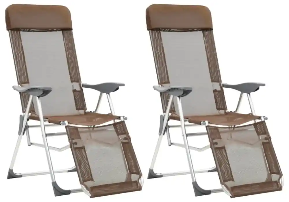 Skládací kempingové židle s podnožkami 2 ks hnědé textilen, 360148  HangarStore.cz | BIANO