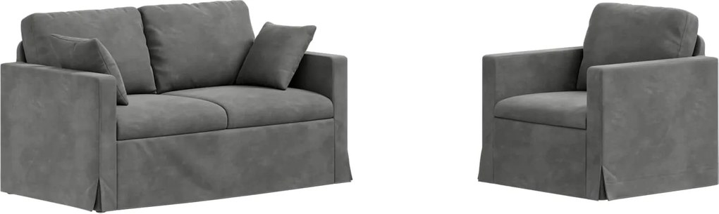 Set pohovek 2 ks Tmavě šedá samet 3407508