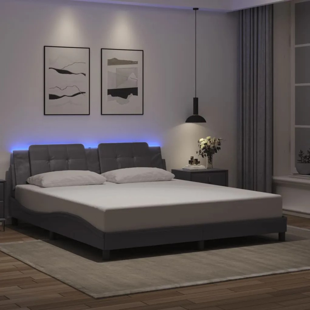 Rám postele s LED bez matrace Zadar šedý 180 x 200 cm 3214127