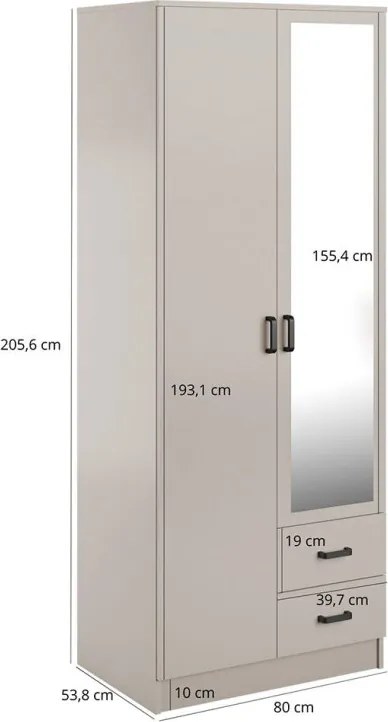 Skříň se zrcadlem 2D2S kašmír Kami