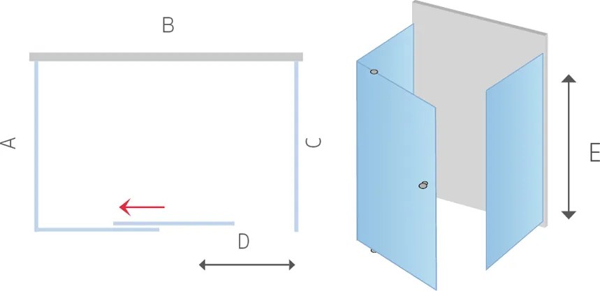Mereo Mereo, Sprchový kout Lima, obdél.,polopivot. dvře, 2xboční stěna, chrom ALU, sklo Point 6mm, CK87862K