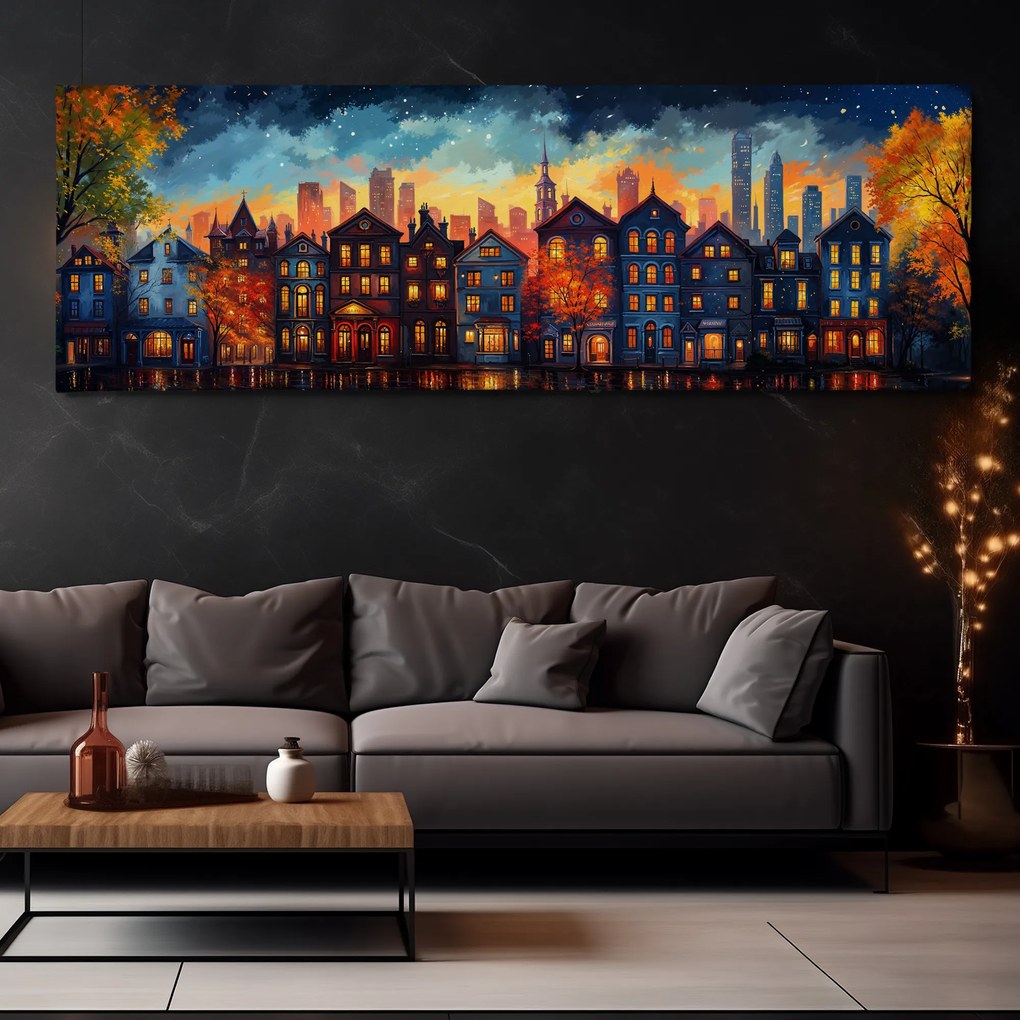 Obraz na plátně - Večerní předměstí Baltimoru FeelHappy.cz Velikost obrazu: 120 x 40 cm