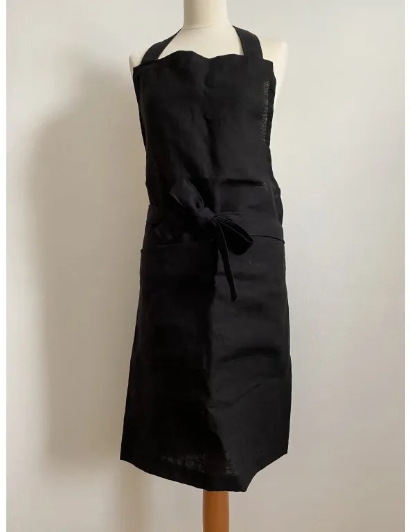 Tom Linen Lněná zástěra Černá