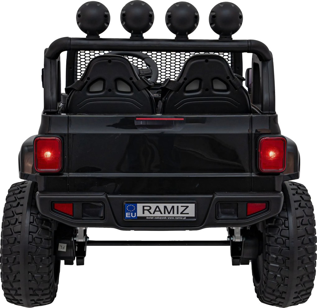 Ramiz Terénní auto OFF-ROAD 3.0 pro děti černé + dálkové ovládání + pomalý start + pásy + LED a zvuky