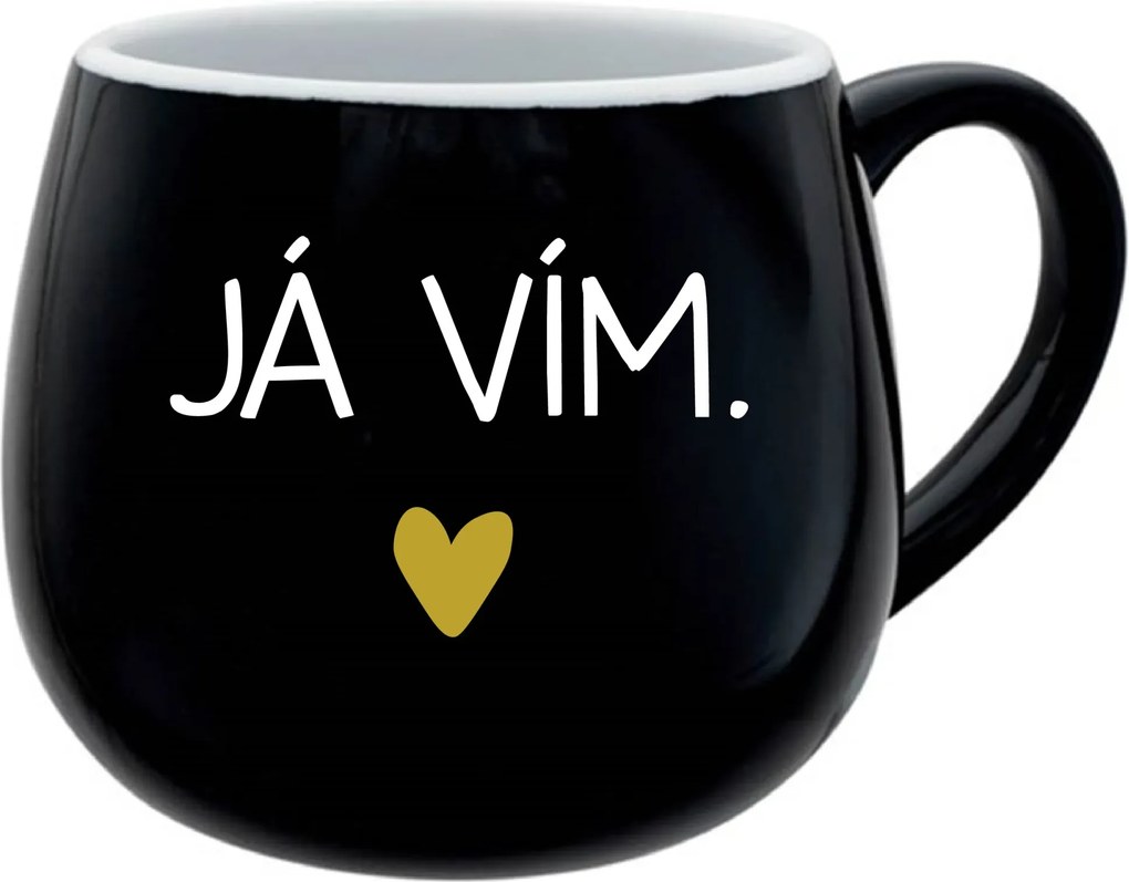 JÁ VÍM. - černý keramický hrníček 300 ml