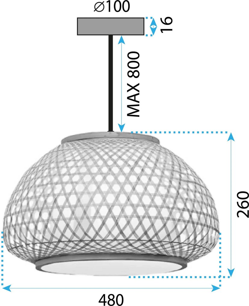 Toolight Natural, závěsné stropní svítidlo 1xE27 APP1649-1CP, přírodní hnědá, OSW-05116