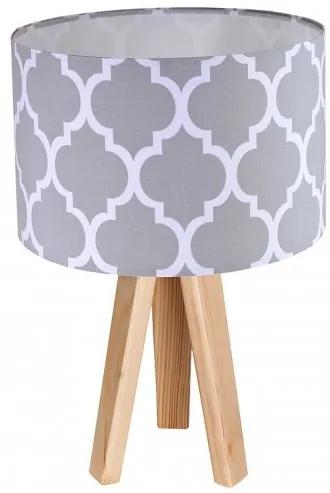 Timberlight Stolní lampa Maroko + šedé stínítko + dřevěné nohy