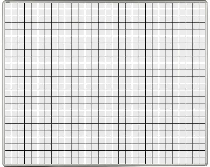Magnetická tabule s odkládací poličkou MANAŽER K 150 x 120 cm (potisk) - čtverce 50 mm (101501202104)