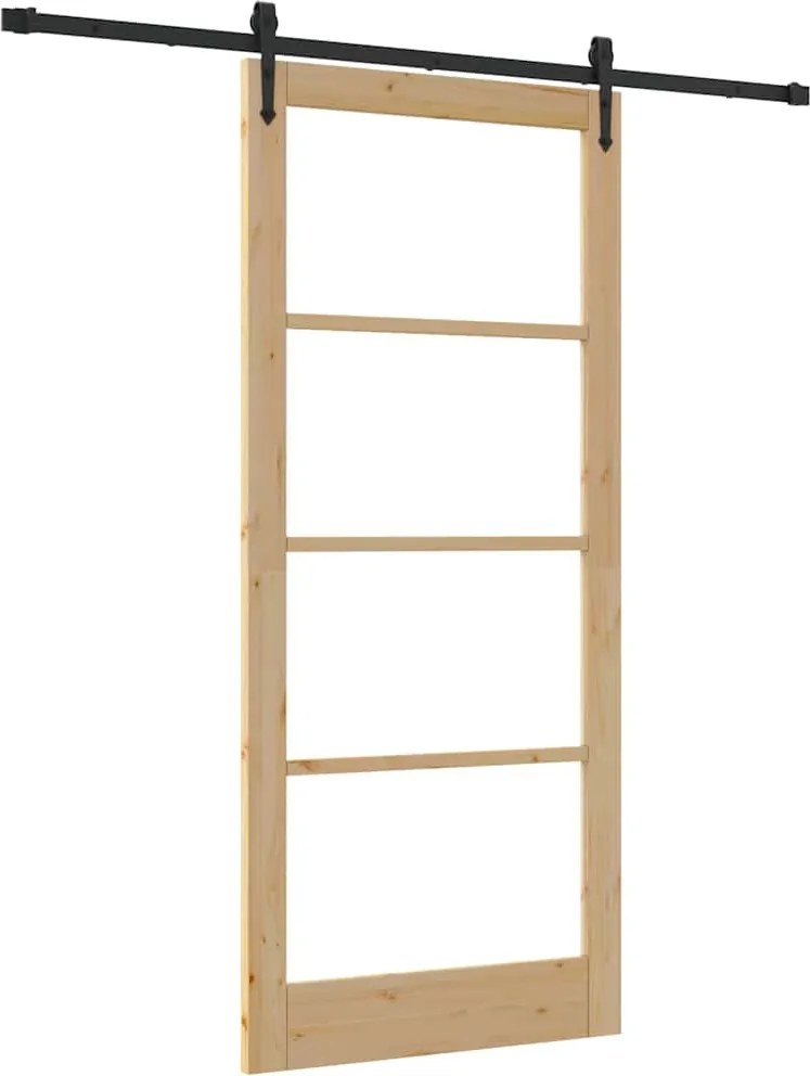 Posuvné dveře 93 x 211 cm Masivní borové dřevo a sklo 3332401