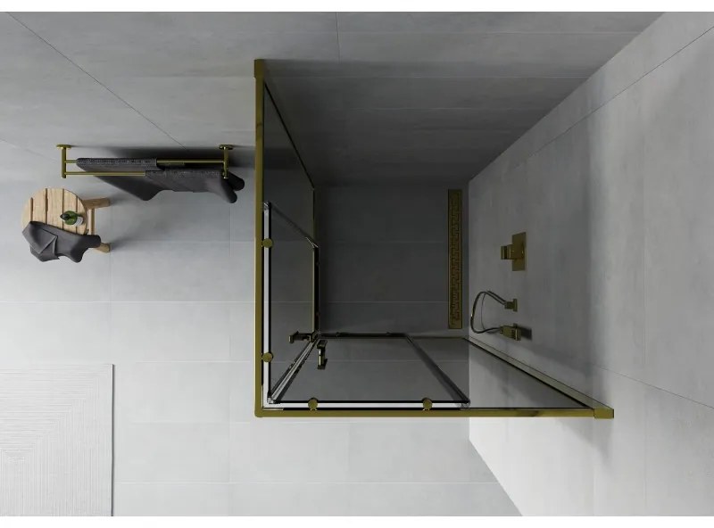Mexen Rio čtvercový sprchový kout 90 x 90 cm, Grafitově černá, Zlatá - 860-090-090-50-40