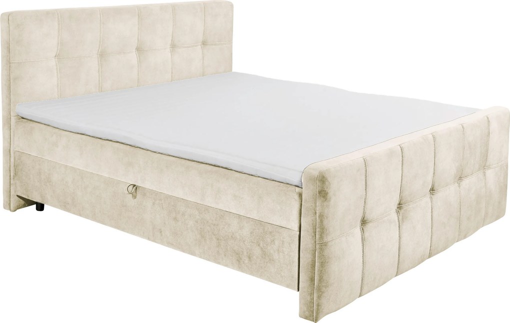 XXXLutz AMERICKÁ POSTEL, 160/200 cm, krémová MID.YOU - Postele s úložným prostorem - 002220050104